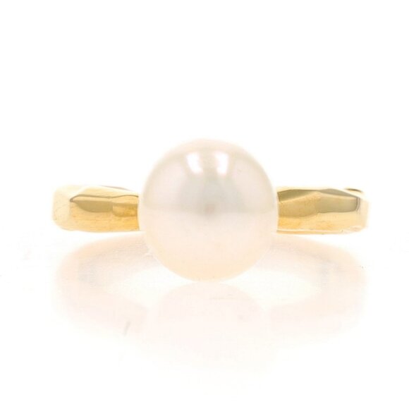 Jewelry | Mimi So Cultured Freshwater Pearl Solitaire Ring Yellow Gold ...